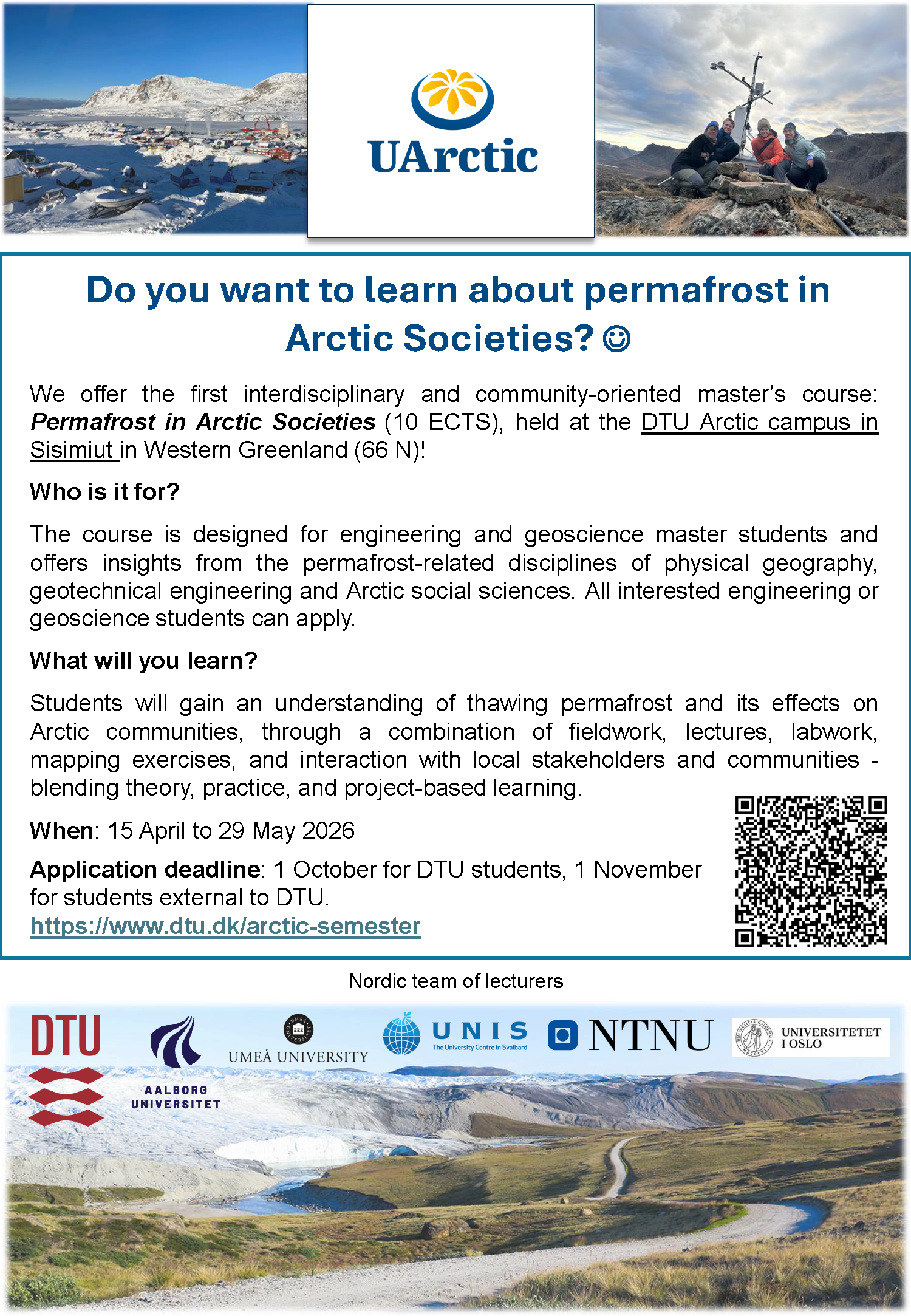 A new permafrost UArctic supported course in Greenland - International ...